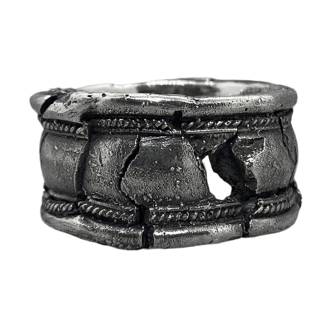 Column Ring, Textured Silver 925 Band Ring – project50g