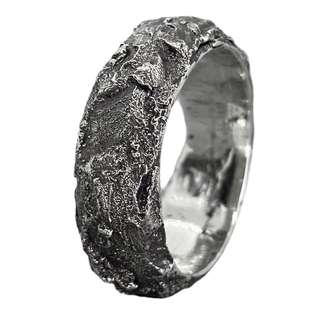 Saturn Ring, Textured Silver Band Ring 925 – project50g