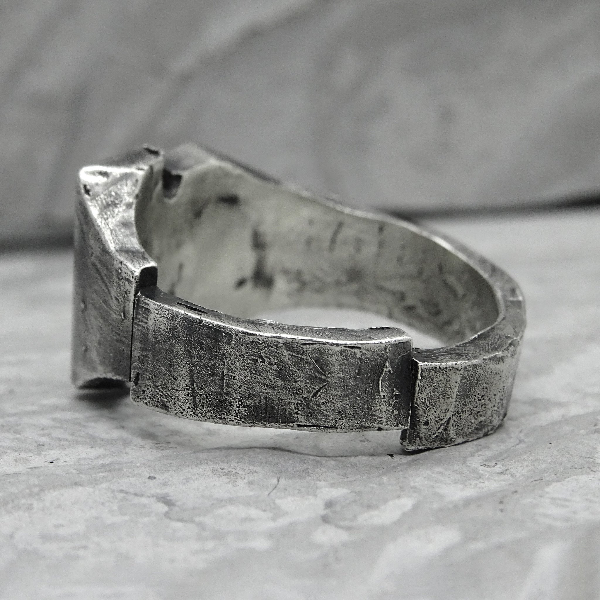Project50g | Cascade ring- asymmetrical brutalist signet ring with ...