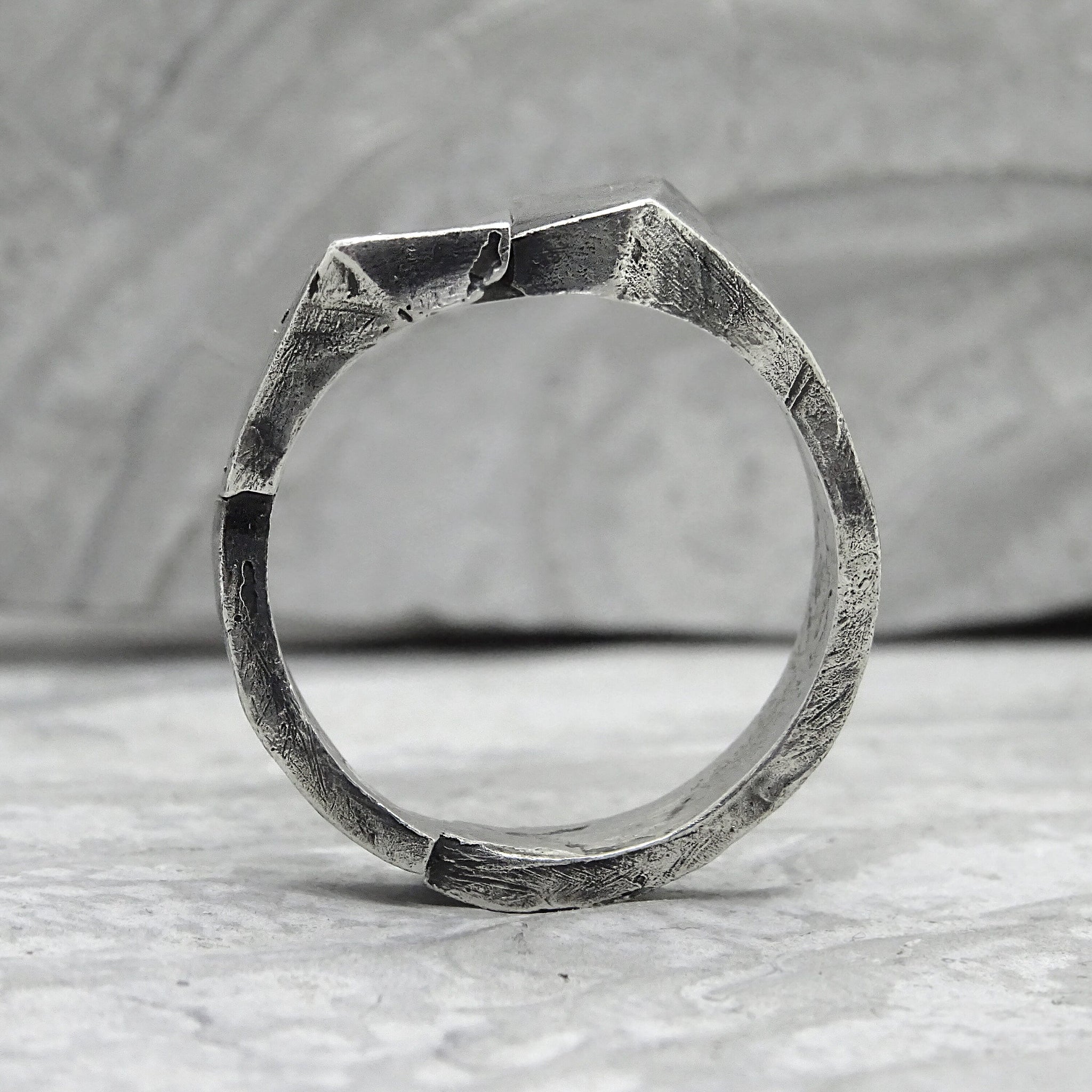 Project50g | Cascade ring- asymmetrical brutalist signet ring with ...