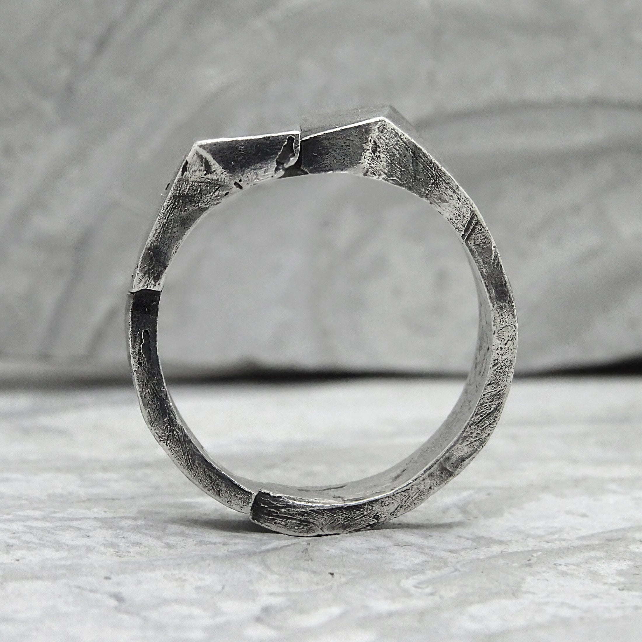 Project50g | Cascade ring- asymmetrical brutalist signet ring with ...
