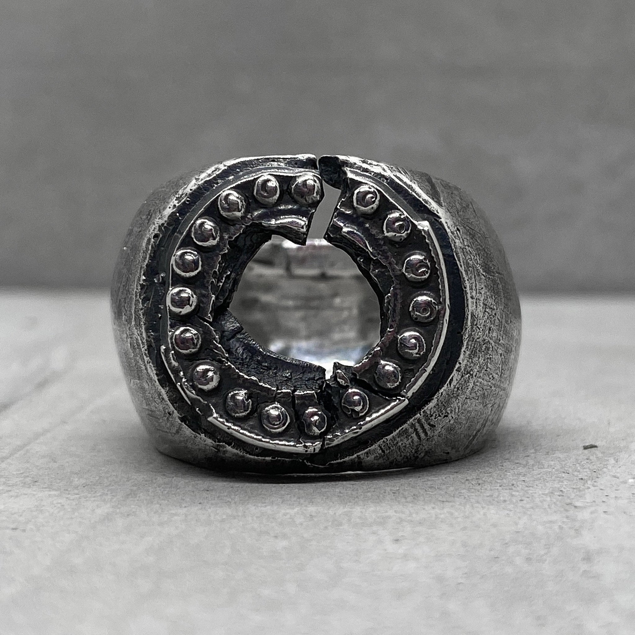 Project50g | PORTAL RING - unusual round signet ring with a crack and a ...